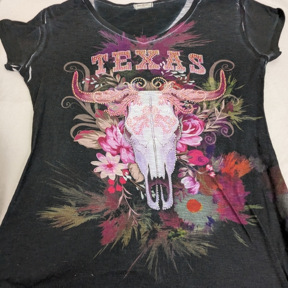 Sweet Gisele | Tops | Texas Longhorn With Pink Bling Eye Catching Fun ...